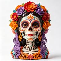 China Mexican Dia de los Muertos FRP Sculpture with Automotive Grade Paint, Waterproof IP65, and 3.5M High Outdoor Art Decoration for sale