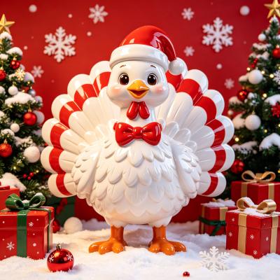 China Large Outdoor Commercial Fiberglass Turkey Sculpture with Customized Designs and UV Resistant Holiday Decor Statue for sale