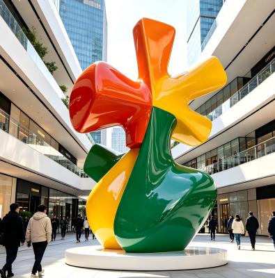 China Colorful Abstract Twisted Flower Outdoor Fiberglass Sculpture with Weather-Resistant Automotive Grade Paint and RGB DMX 512 LED Custom Height 1.2m – 6m for sale