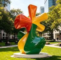 China Colorful Abstract Twisted Flower Outdoor Fiberglass Sculpture with Weather-Resistant Automotive Grade Paint and RGB DMX 512 LED Custom Height 1.2m – 6m for sale