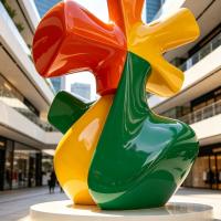 China Colorful Abstract Twisted Flower Outdoor Fiberglass Sculpture with Weather-Resistant Automotive Grade Paint and RGB DMX 512 LED Custom Height 1.2m – 6m for sale