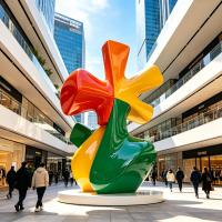 China Colorful Abstract Twisted Flower Outdoor Fiberglass Sculpture with Weather-Resistant Automotive Grade Paint and RGB DMX 512 LED Custom Height 1.2m – 6m for sale