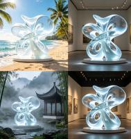 China Transparent Resin Finish Fiberglass Sculpture with Customizable LED Lighting and Weather Resistant Outdoor Art Statue for sale