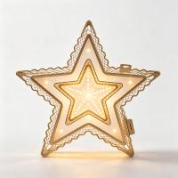 China Offset Double Eccentric Pentagram LED Decor Light with Matte Champagne Gold Wavy Hollow Iron Frame and IP65 Waterproof for Outdoor Decoration for sale