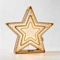 China Offset Double Eccentric Pentagram LED Decor Light with Matte Champagne Gold Wavy Hollow Iron Frame and IP65 Waterproof for Outdoor Decoration for sale