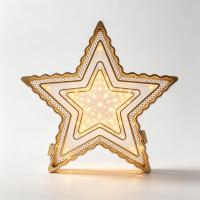 China Offset Double Eccentric Pentagram LED Decor Light with Matte Champagne Gold Wavy Hollow Iron Frame and IP65 Waterproof for Outdoor Decoration for sale