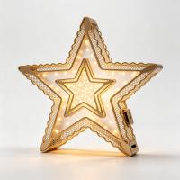 China Offset Double Eccentric Pentagram LED Decor Light with Matte Champagne Gold Wavy Hollow Iron Frame and IP65 Waterproof for Outdoor Decoration for sale