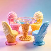 China High-Strength Fiberglass Melting Ice Cream Cone Furniture Set with Waterproof IP65 and Customized Designs for Commercial Decor for sale