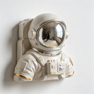 China Premium Resin 3D Astronaut Wall Sconce with Automotive Grade Paint and Built-in LED Warm Light for Customized Space Themed Decor for sale