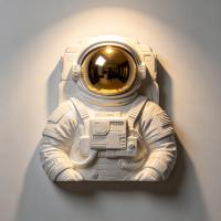 China Premium Resin 3D Astronaut Wall Sconce with Automotive Grade Paint and Built-in LED Warm Light for Customized Space Themed Decor for sale