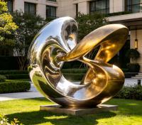 China Two-Tone Stainless Steel Outdoor Sculpture – Customizable Weather-Resistant Public Art Statue for Landscape for sale