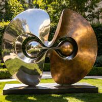 China Two-Tone Stainless Steel Outdoor Sculpture – Customizable Weather-Resistant Public Art Statue for Landscape for sale