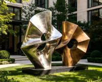 China Two-Tone Stainless Steel Outdoor Sculpture – Customizable Weather-Resistant Public Art Statue for Landscape for sale