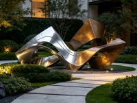 China Two-Tone Stainless Steel Outdoor Sculpture – Customizable Weather-Resistant Public Art Statue for Landscape for sale