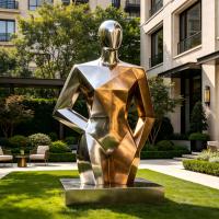 China Mirror Polished Stainless Steel Sculpture with Customizable Size and Weather-Proof Outdoor Performance for Landscape Decoration for sale
