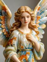 China Hand Painted High-Density Solid Resin Angel Statue with Forest Animals Decor Desktop Ornament for sale