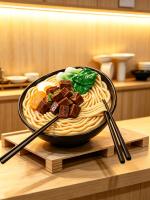 China Oversized Hand-painted Beef Noodle Bowl Resin Sculpture with 1:1 Simulation Scale and Waterproof Finish for sale