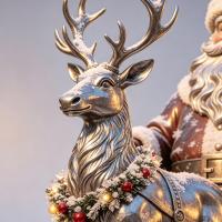 China Customizable High-Density Fiberglass FRP and Pure Cast Bronze Metal Christmas Sculpture Set for Holiday Decor for sale