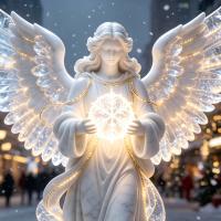 China Large Waterproof LED Lighted Christmas Angel Fiberglass Sculpture with Customized Color and Reindeer for sale