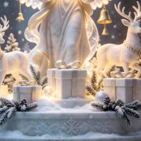 China Large Waterproof LED Lighted Christmas Angel Fiberglass Sculpture with Customized Color and Reindeer for sale