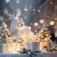 China Large Waterproof LED Lighted Christmas Angel Fiberglass Sculpture with Customized Color and Reindeer for sale