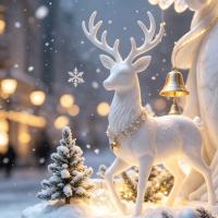 China Large Waterproof LED Lighted Christmas Angel Fiberglass Sculpture with Customized Color and Reindeer for sale