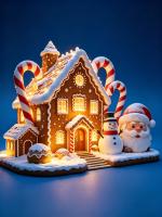 China Fiberglass Giant LED Lighted Gingerbread House Sculpture with Customizable Size for Christmas Decoration for sale