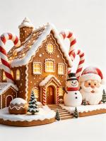 China Fiberglass Giant LED Lighted Gingerbread House Sculpture with Customizable Size for Christmas Decoration for sale