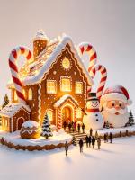 China Fiberglass Giant LED Lighted Gingerbread House Sculpture with Customizable Size for Christmas Decoration for sale