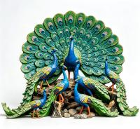 China Weather-Resistant Hand-Painted Customizable Size Fiberglass Peacock Sculpture for Outdoor and Indoor Decoration for sale