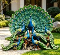 China Weather-Resistant Hand-Painted Customizable Size Fiberglass Peacock Sculpture for Outdoor and Indoor Decoration for sale