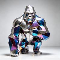 China Custom Colorful Faceted Stainless Steel Gorilla Sculpture with Mirror Finish and High-Quality 304/316 Material for sale