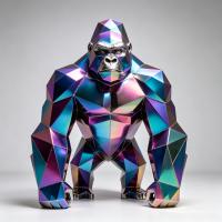 China Custom Colorful Faceted Stainless Steel Gorilla Sculpture with Mirror Finish and High-Quality 304/316 Material for sale