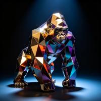 China Custom Colorful Faceted Stainless Steel Gorilla Sculpture with Mirror Finish and High-Quality 304/316 Material for sale