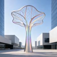 China Customizable Waterproof RGB DMX 512 LED Light Tree Sculpture in Stainless Steel for sale