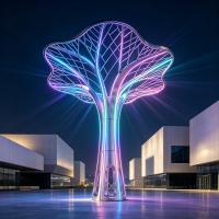 China Customizable Waterproof RGB DMX 512 LED Light Tree Sculpture in Stainless Steel for sale