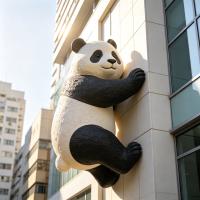 China Giant Cute Bamboo Eating Panda Sculpture | Cartoon Mascot Landscape Statue for sale