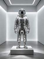 China Mirror Polished Stainless Steel Astronaut Sculpture - Customizable Height Weather Resistant Spaceman Statue for sale