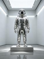 China Mirror Polished Stainless Steel Astronaut Sculpture - Customizable Height Weather Resistant Spaceman Statue for sale