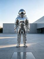 China Mirror Polished Stainless Steel Astronaut Sculpture - Customizable Height Weather Resistant Spaceman Statue for sale