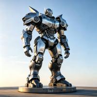 China Custom Giant Stainless Steel Mecha Robot Sculpture with Built-in LED Lighting and 304 / 316 Stainless Steel for sale