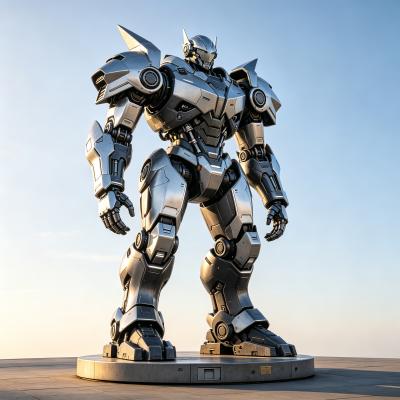 China Custom Giant Stainless Steel Mecha Robot Sculpture with Built-in LED Lighting and 304 / 316 Stainless Steel for sale