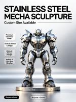 China Custom Giant Stainless Steel Mecha Robot Sculpture with Built-in LED Lighting and 304 / 316 Stainless Steel for sale