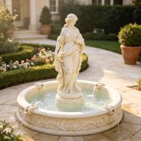 China European Goddess Imitation White Marble Resin Water Fountain for sale