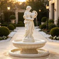 China European Goddess Imitation White Marble Resin Water Fountain for sale