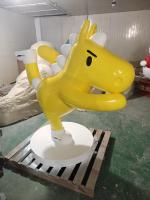 China Customizable Waterproof Anti-UV Cartoon Horse Fiberglass Mascot Statue for Commercial Decor for sale