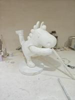 China Customizable Waterproof Anti-UV Cartoon Horse Fiberglass Mascot Statue for Commercial Decor for sale