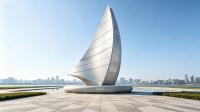 China Customized LED Lighting Stainless Steel Sail Sculpture with Weatherproof Stainless Steel and Minimalist Modern Design for Waterfront Art for sale