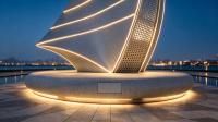 China Customized LED Lighting Stainless Steel Sail Sculpture with Weatherproof Stainless Steel and Minimalist Modern Design for Waterfront Art for sale