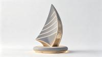 China Customized LED Lighting Stainless Steel Sail Sculpture with Weatherproof Stainless Steel and Minimalist Modern Design for Waterfront Art for sale